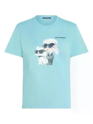 Karl Lagerfeld Ikon Karl And Choupette Graphic-print T-shirt - Blue
