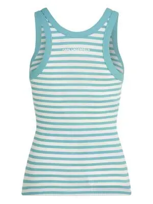 Karl Lagerfeld Ikon Striped Ribbed Tank Top - Blue