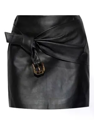 Versace Leather Draped Skirt - Black