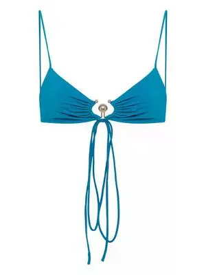 Christopher Esber Ruched Orbit Triangle Bikini Top - Blue