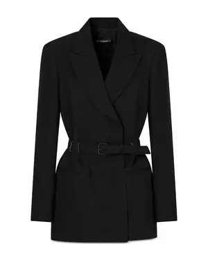 Emporio Armani Belted Blazer - Solid Black