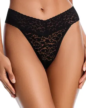 Hanky Panky Leopard Lace Original Rise Thong - Black