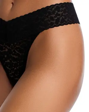 Hanky Panky Leopard Lace Original Rise Thong - Black