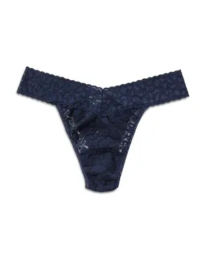Hanky Panky Leopard Lace Original Rise Thong - Navy/navy