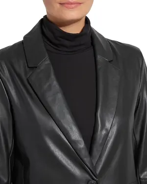 Lyssé Faux Leather Notched Lapel Blazer