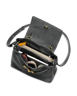 Bottega Veneta Small Ciao Ciao Leather Top Handle Bag - Graphite/muse Brass