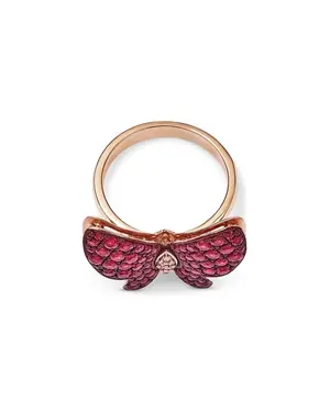 Bloomingdale'S Butterfly Ring With Ruby And Diamond In 14k Gold