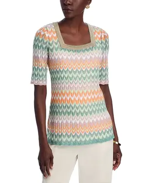 Misook Square Neck Tunic - Paradise Green/multi