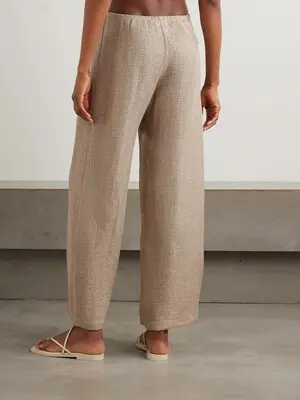 LESET Stella Sequin-embellished Wide-leg Pants - Neutrals