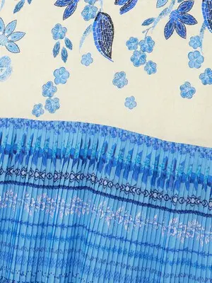 Saloni Amy Printed Plissé Silk-georgette Midi Dress