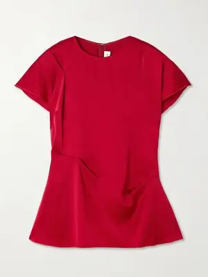 Victoria Beckham Draped Satin Top - Red