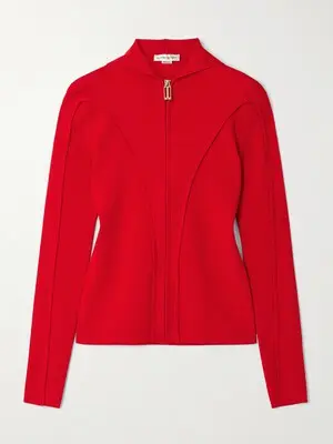 Victoria Beckham Paneled Merino Wool-blend Zip-up Hoodie
