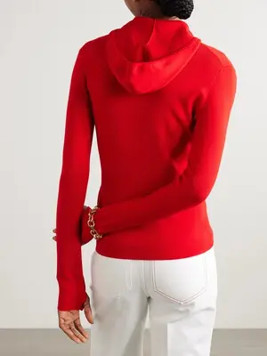 Victoria Beckham Paneled Merino Wool-blend Zip-up Hoodie