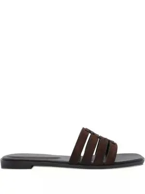 Tory Burch Suede Flat Sandals - Brown