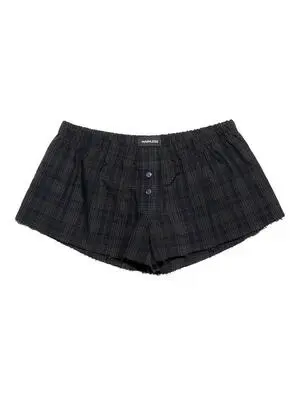 MAINLESS Plaid Button-front Shorts