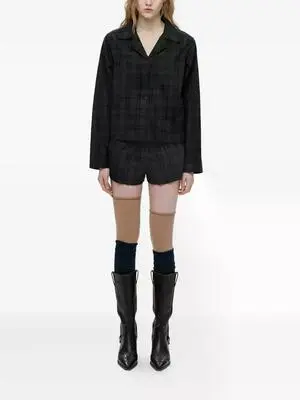 MAINLESS Plaid Long-sleeve Shirt - Blue