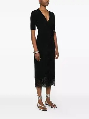 Ermanno Scervino Lace-embellished Wrap Dress