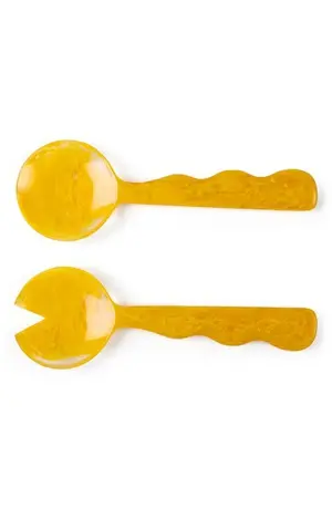 CASA AMAROSA Set Of 2 Resin Salad Servers - Mustard