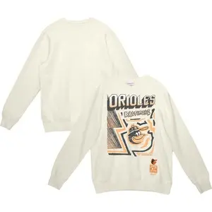 Mitchell & Ness Baltimore Orioles Sidewalk Sketch Pullover Hoodie - Cream