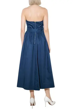 FREEMARKET Belted Strapless Midi Dress