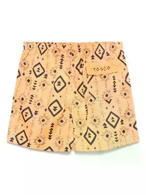 TOOCO Graphic-print Swim Shorts - Orange