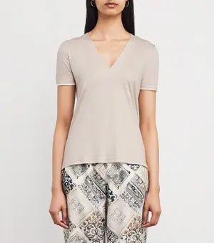 Eleventy Jersey V-neck T-shirt - Beige