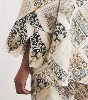 Eleventy Linen Printed Kimono Shirt