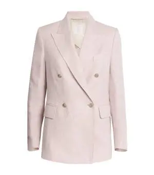 Eleventy Linen Double-breasted Blazer - Nude