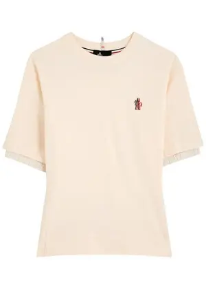 Moncler Logo Appliquéd Stretch-cotton T-shirt - Ivory