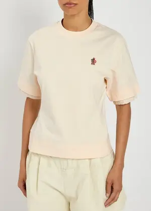 Moncler Logo Appliquéd Stretch-cotton T-shirt - Ivory