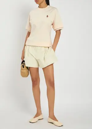 Moncler Logo Appliquéd Stretch-cotton T-shirt - Ivory