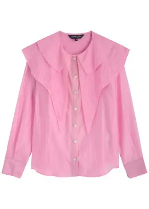SISTER JANE Embroidered Lyocell-blend Blouse