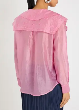 SISTER JANE Embroidered Lyocell-blend Blouse