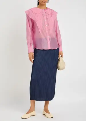 SISTER JANE Embroidered Lyocell-blend Blouse