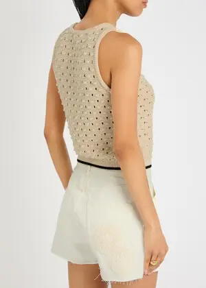 FRAME The Bauble Open-knit Tank - Cream