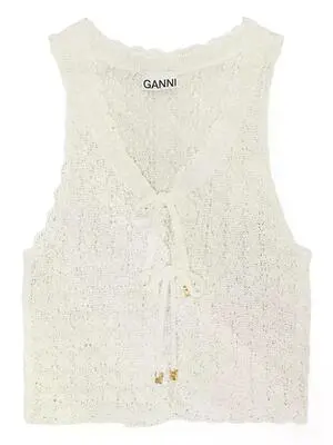 GANNI Pointelle-knit Vest