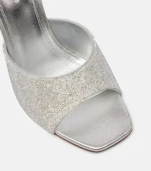 Amina Muaddi Lupita 95 Embellished Leather Mules - Silver