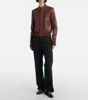 THE ROW Bader Leather Bomber Jacket