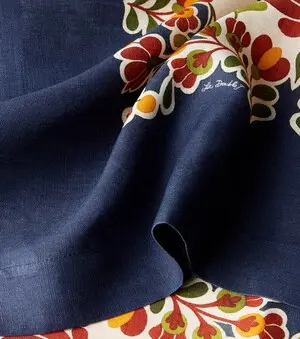 La DoubleJ Windflower Placée Linen Tablecloth - Blue