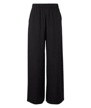Women's Black Wide Leg Crepe Pants