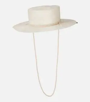 Ruslan Baginskiy Logo Embellished Straw Hat - White