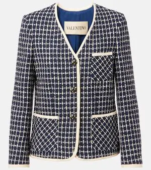 Valentino Garavani Wool And Cotton-blend Bouclé Jacket - Blue