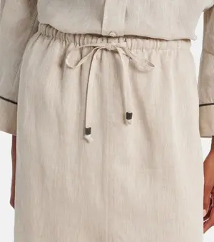 Brunello Cucinelli Monili Linen Maxi Skirt