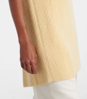JIL SANDER Oversized Ribbed-knit Wool Vest - White