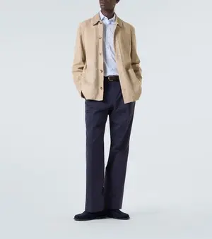 SAMAN AMEL Cotton And Cashmere Blend Tailored Pants - Blue