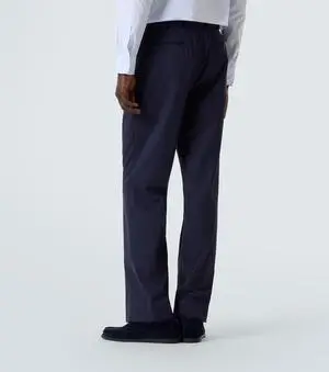 SAMAN AMEL Cotton And Cashmere Blend Tailored Pants - Blue