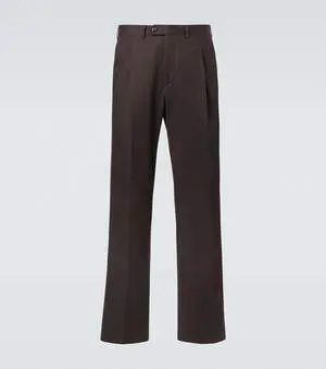SAMAN AMEL Cotton And Cashmere Straight Pants - Brown