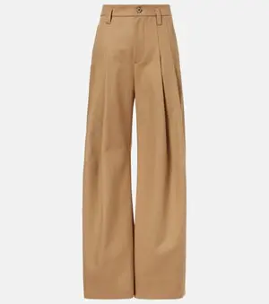 Brunello Cucinelli Monili Cotton Wide-leg Pants - Beige