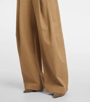 Brunello Cucinelli Monili Cotton Wide-leg Pants - Beige