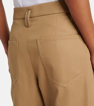 Brunello Cucinelli Monili Cotton Wide-leg Pants - Beige